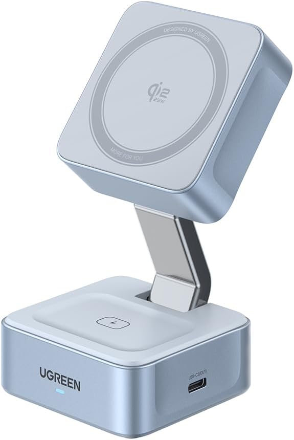 UGREEN MagFlow 2-in-1 Magnetic Wireless Charger (Qi2 25W, MagSafe-Comp ...