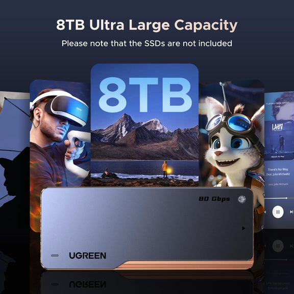 UGREEN 80Gbps M.2 NVMe SSD Enclosure with Thunderbolt 5/4 and USB 4 ...
