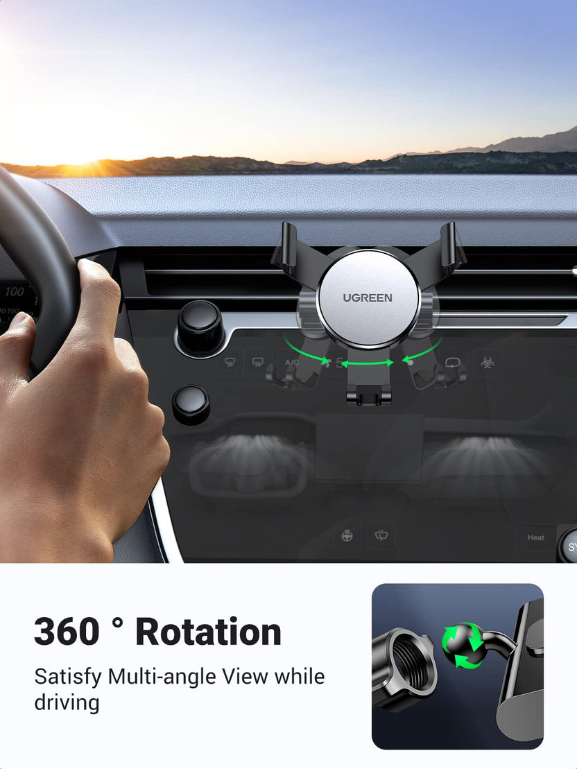 UGREEN Car Phone Mount CD Slot Gravity Car Phone Holder Free Angle Rot ...