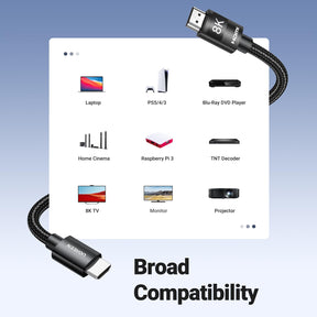 UGREEN HDMI 2.1 Cable 8K 6.6FT Ultra High Speed HDMI Cord Braided 48Gb ...