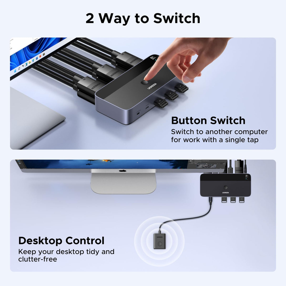 UGREEN KVM Switch (2 Computers, 2 Monitors, 8K@60Hz) | UGREEN EU