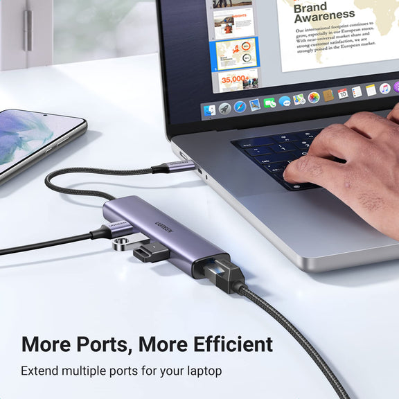 UGREEN USB C to Ethernet Adapter, 4 in 1 USB C Hub Ethernet with 3 USB ...