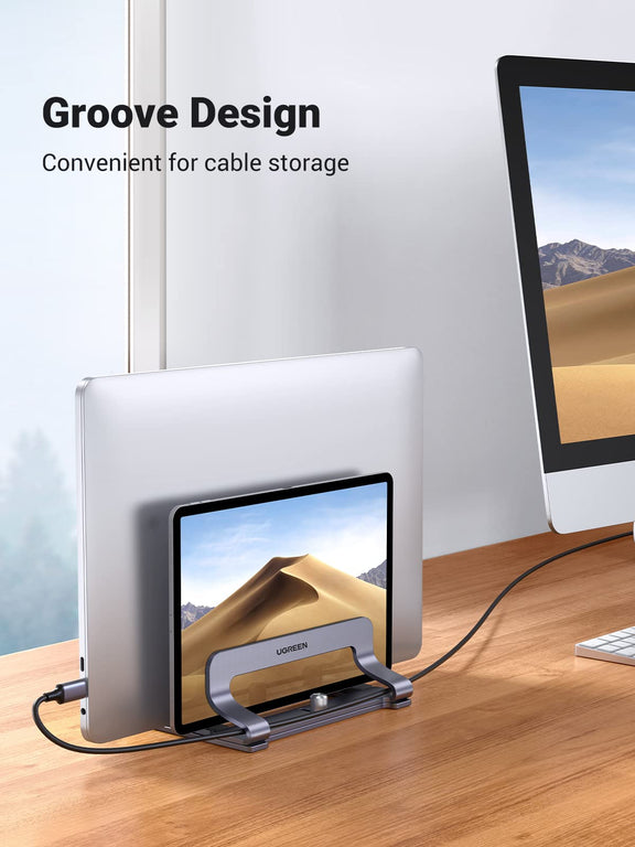 UGREEN Vertical Laptop Stand Holder Desk Dual Aluminum Dock Compatible ...