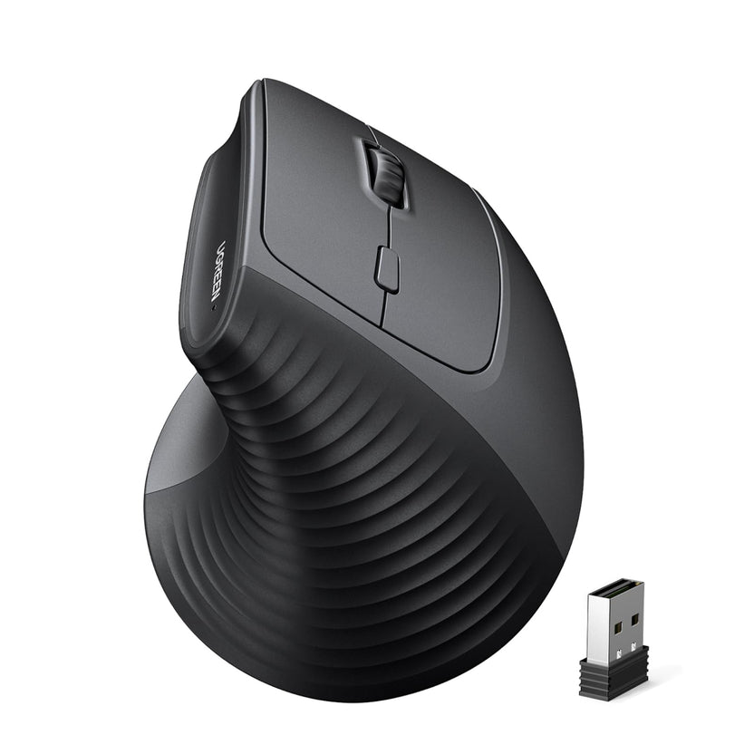 UGREEN Wireless Vertical Mouse 2.4G and Bluetooth 5.4, Ergonomic Silen ...